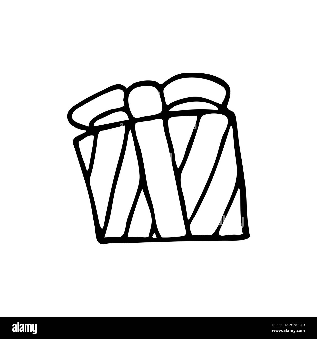 Hand drawn doodle style gift box in vector. Isolated illustration on ...