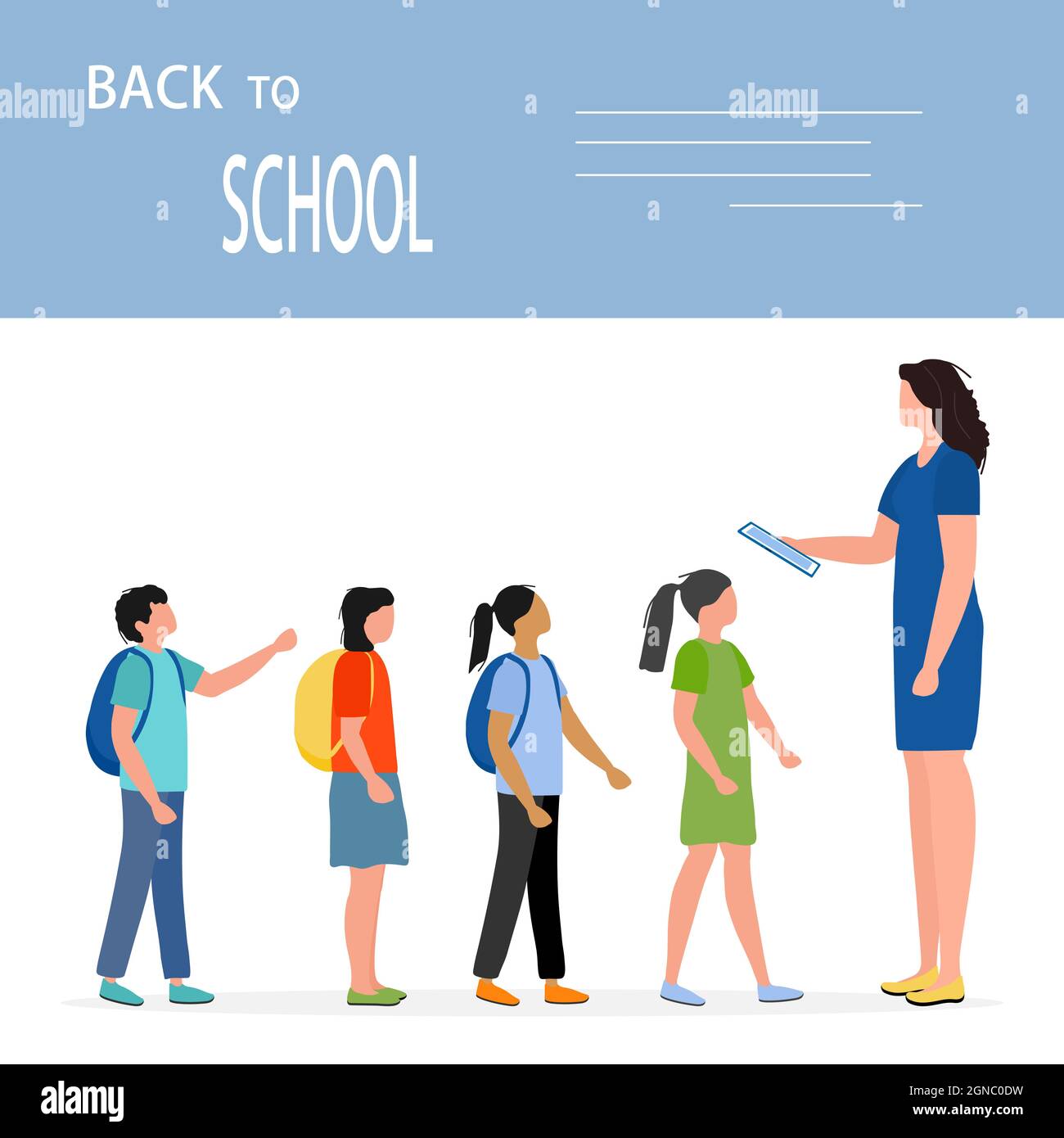 Vector illustration Back to school Schoolboy, schoolgirl with ...