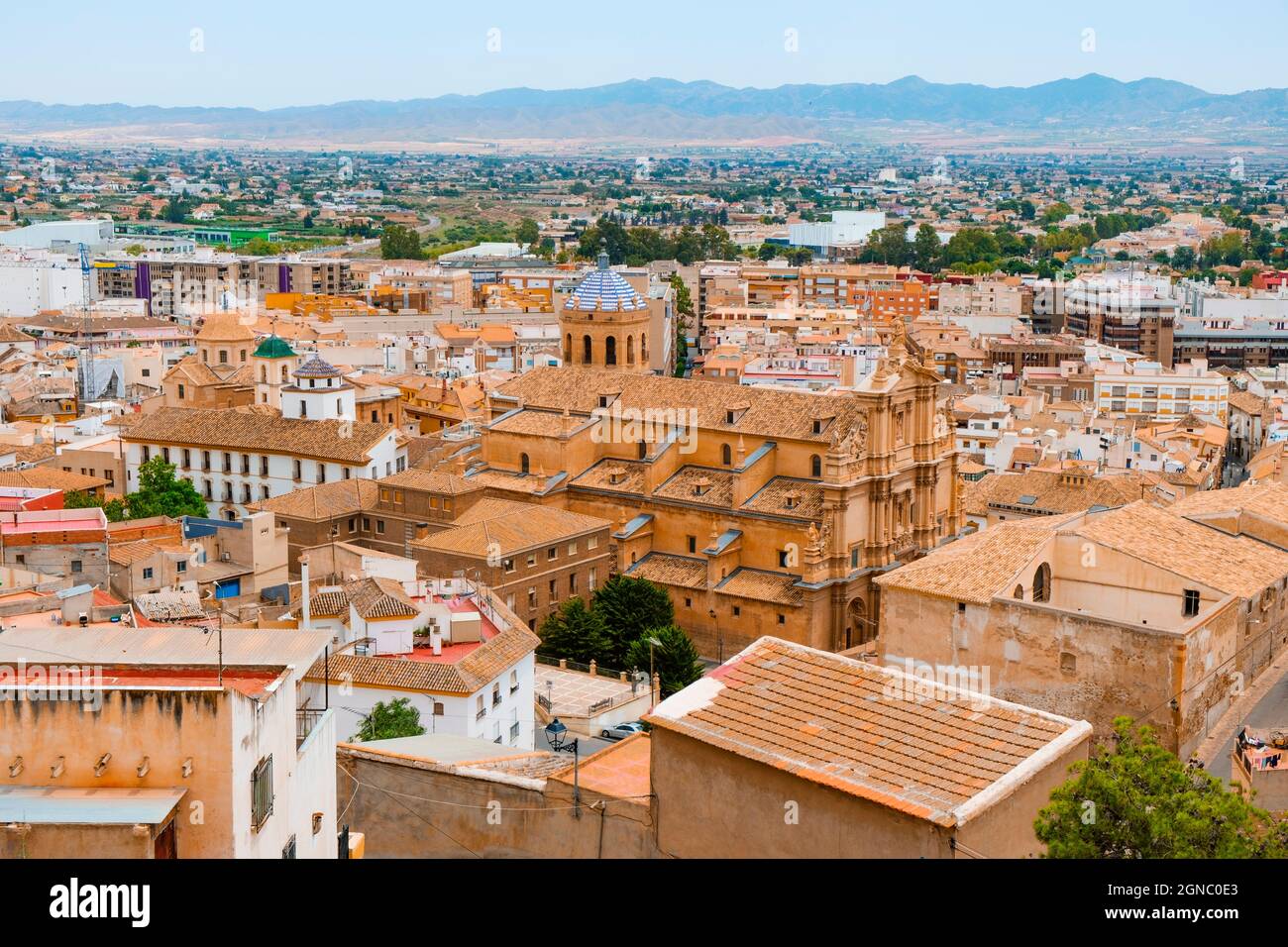 aerial view of the old town of Lorca, in the Region of Murcia, Spain ...