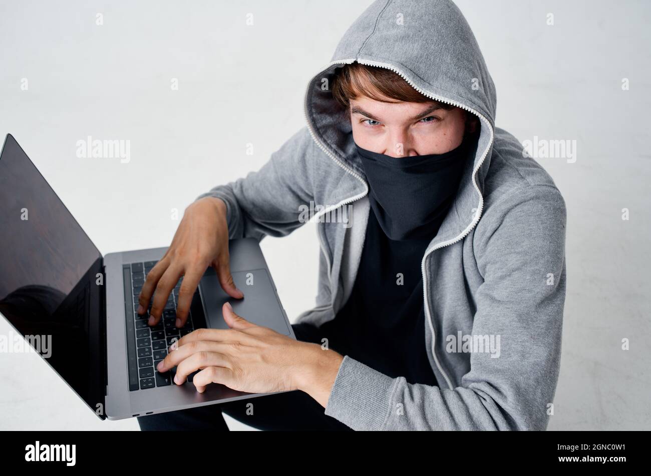 hacker stealth technique robbery safety hooligan isolated background ...
