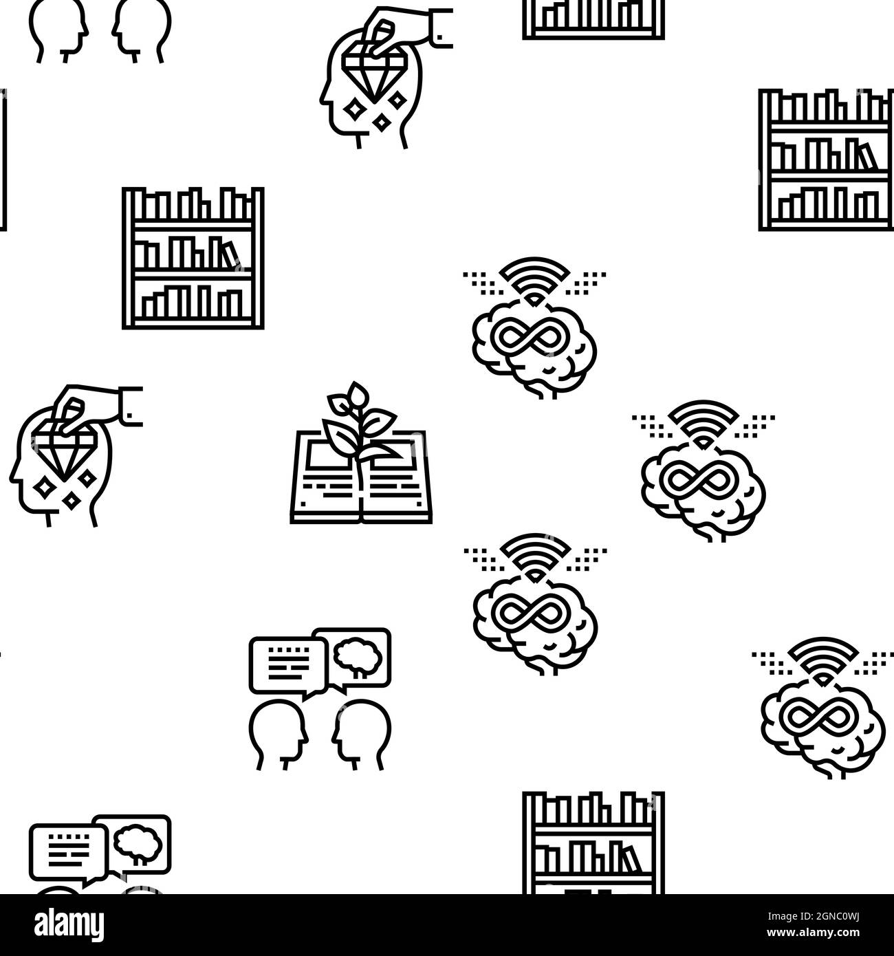 Knowledge And Mind Intelligence Vector Seamless Pattern Stock Vector ...