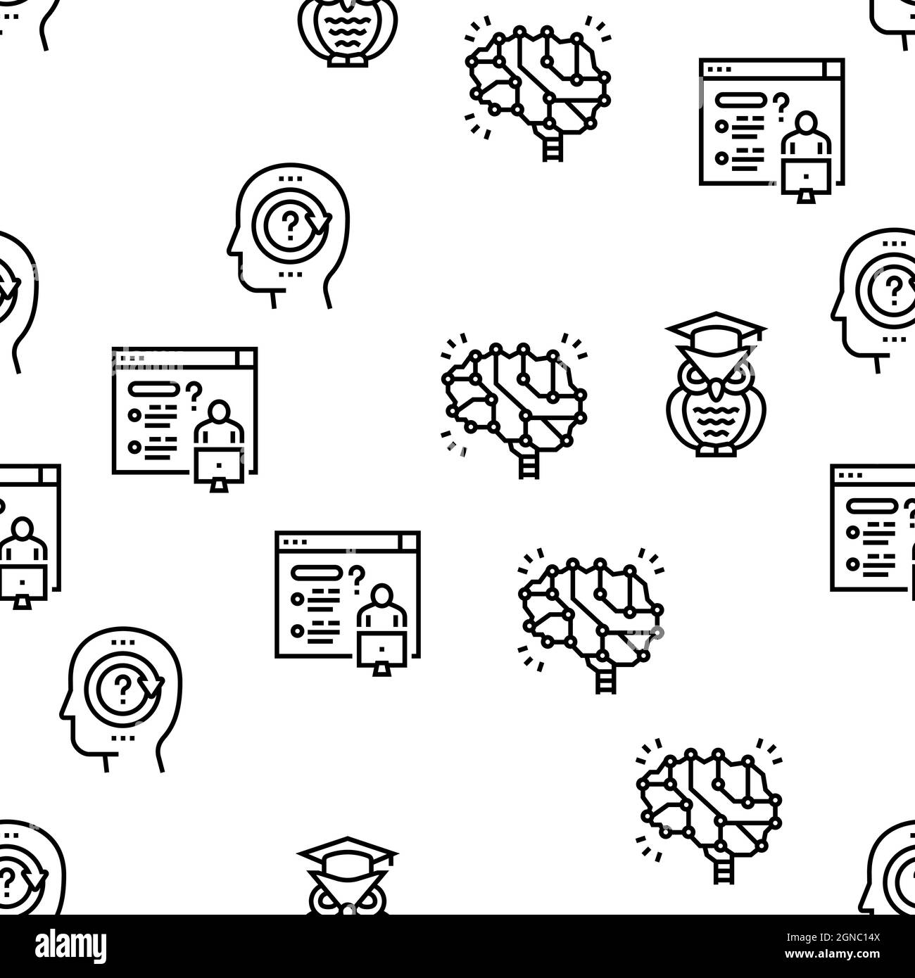 Knowledge And Mind Intelligence Vector Seamless Pattern Stock Vector ...