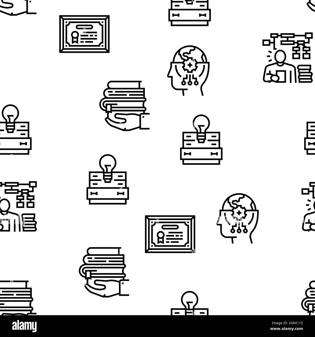 Knowledge And Mind Intelligence Vector Seamless Pattern Stock Vector ...