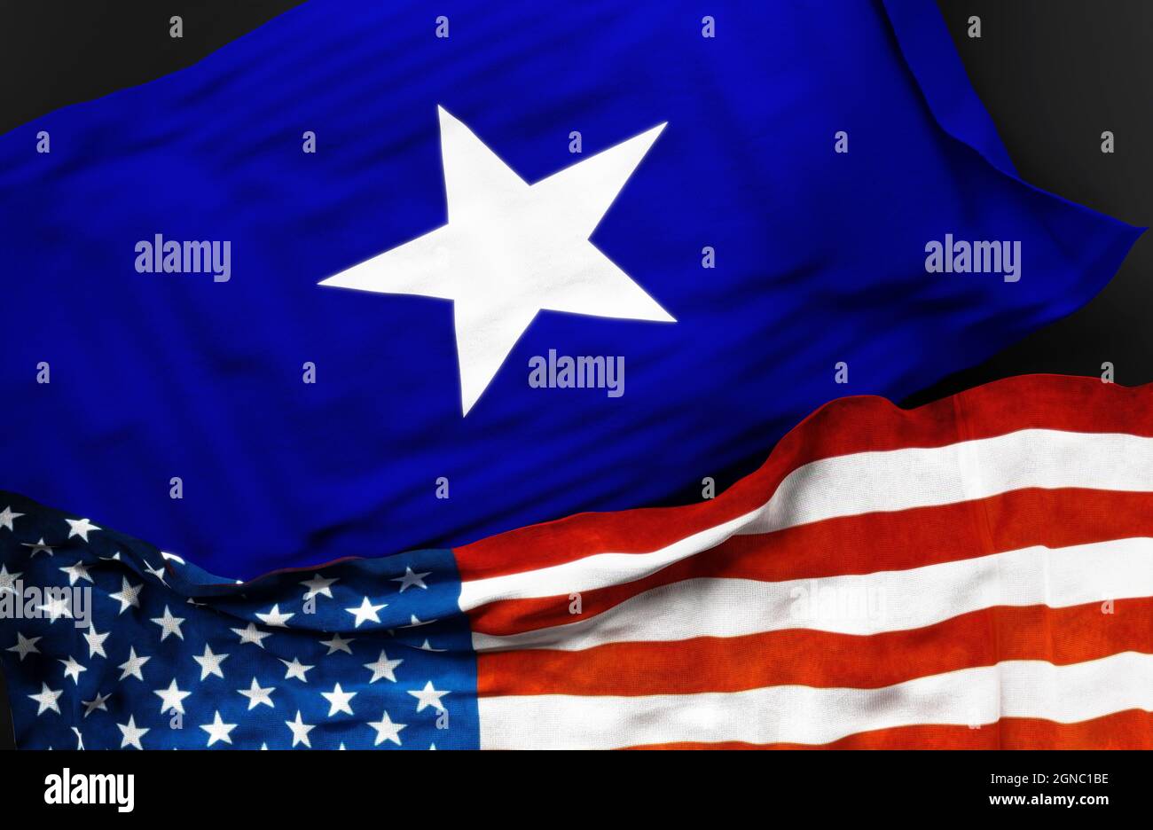 Flag of Bonnie Blue along with a flag of the United States of America ...