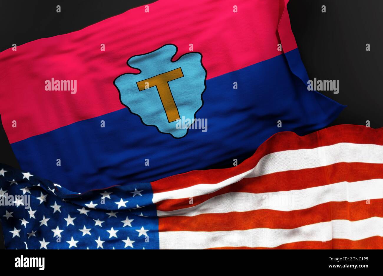Flag of the United States Army 36th Infantry Division along with a flag ...