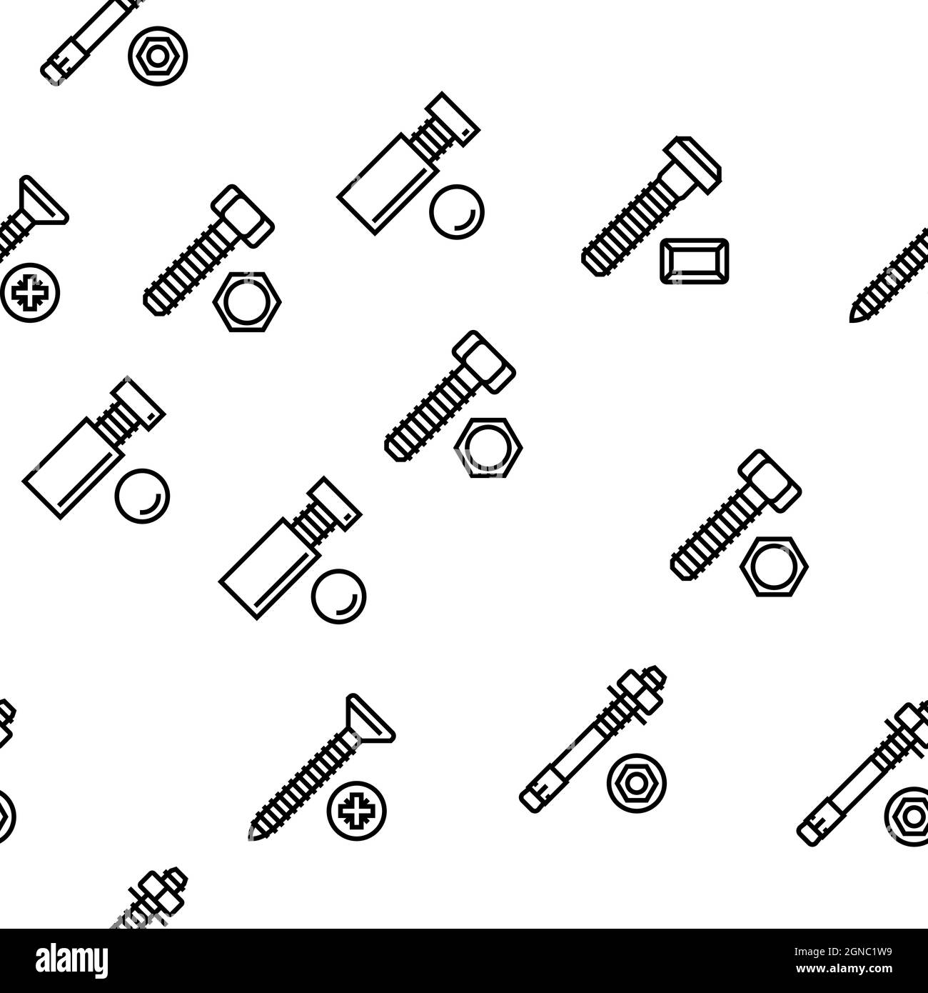 Screw And Bolt Building Accessory Vector Seamless Pattern Stock Vector ...