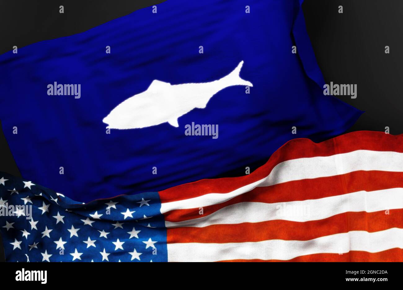 Flag of the United States Commissioner of Fisheries along with a flag ...
