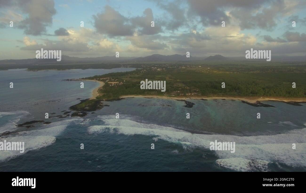 Flying over Mauritius Island and shoal waters Stock Photo - Alamy