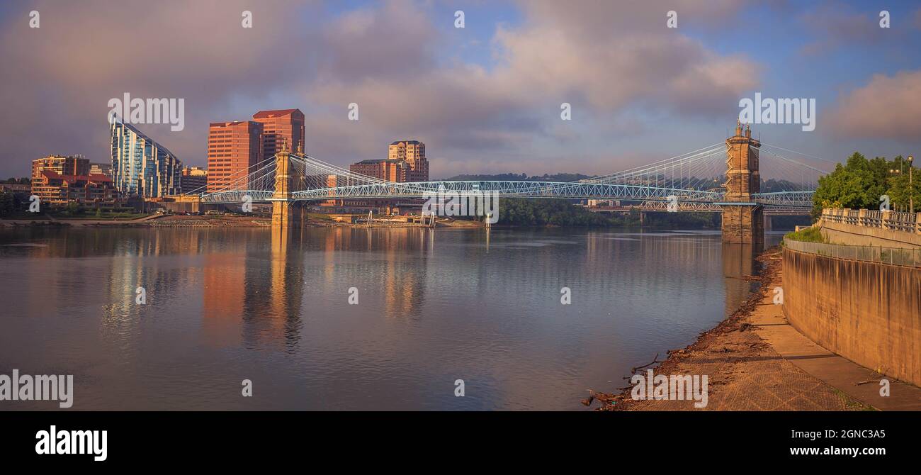 John A. Roebling Suspension Bridge - Cincinnati Stock Photo - Alamy