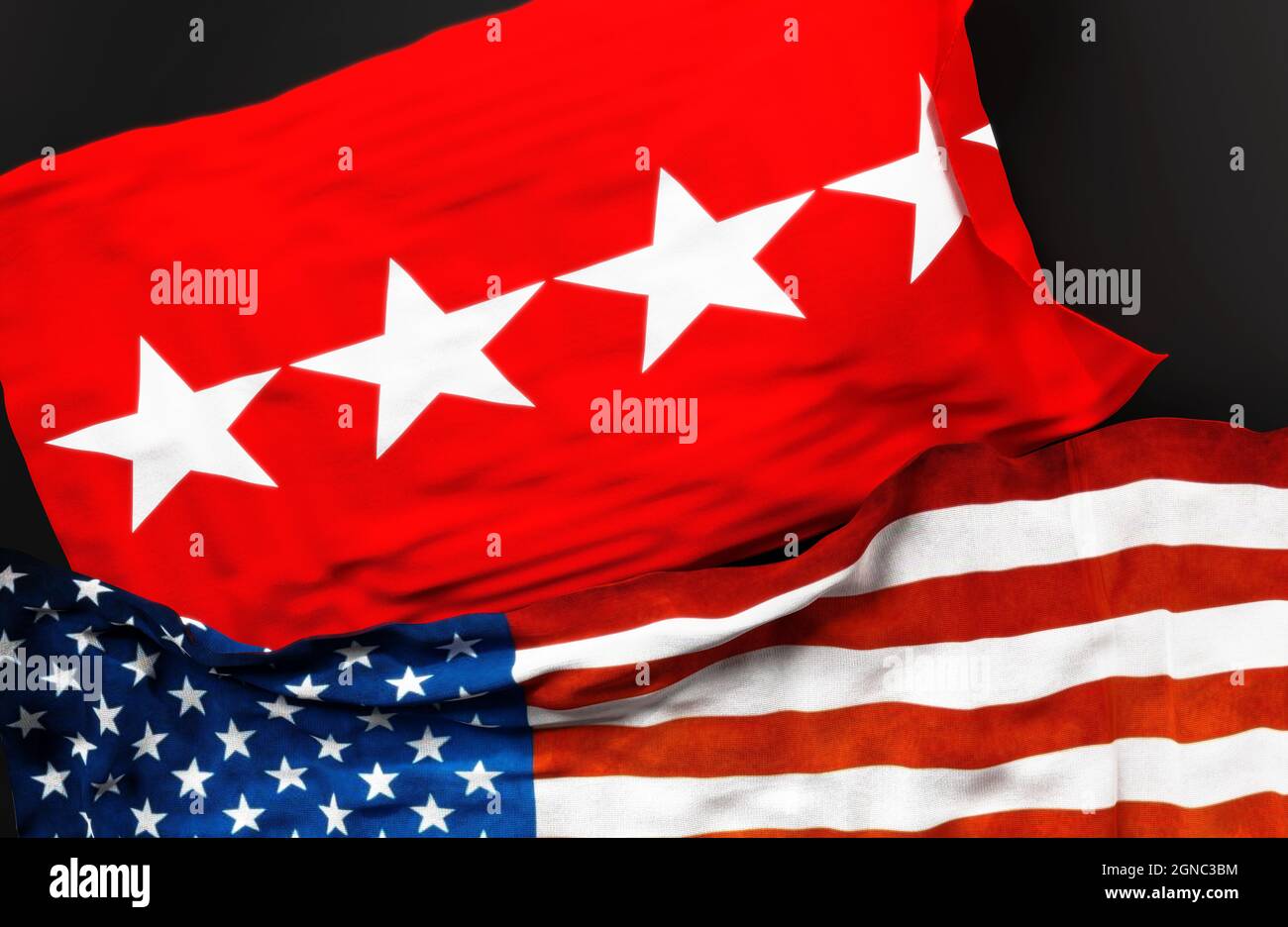 Flag of a United States Army general along with a flag of the United ...