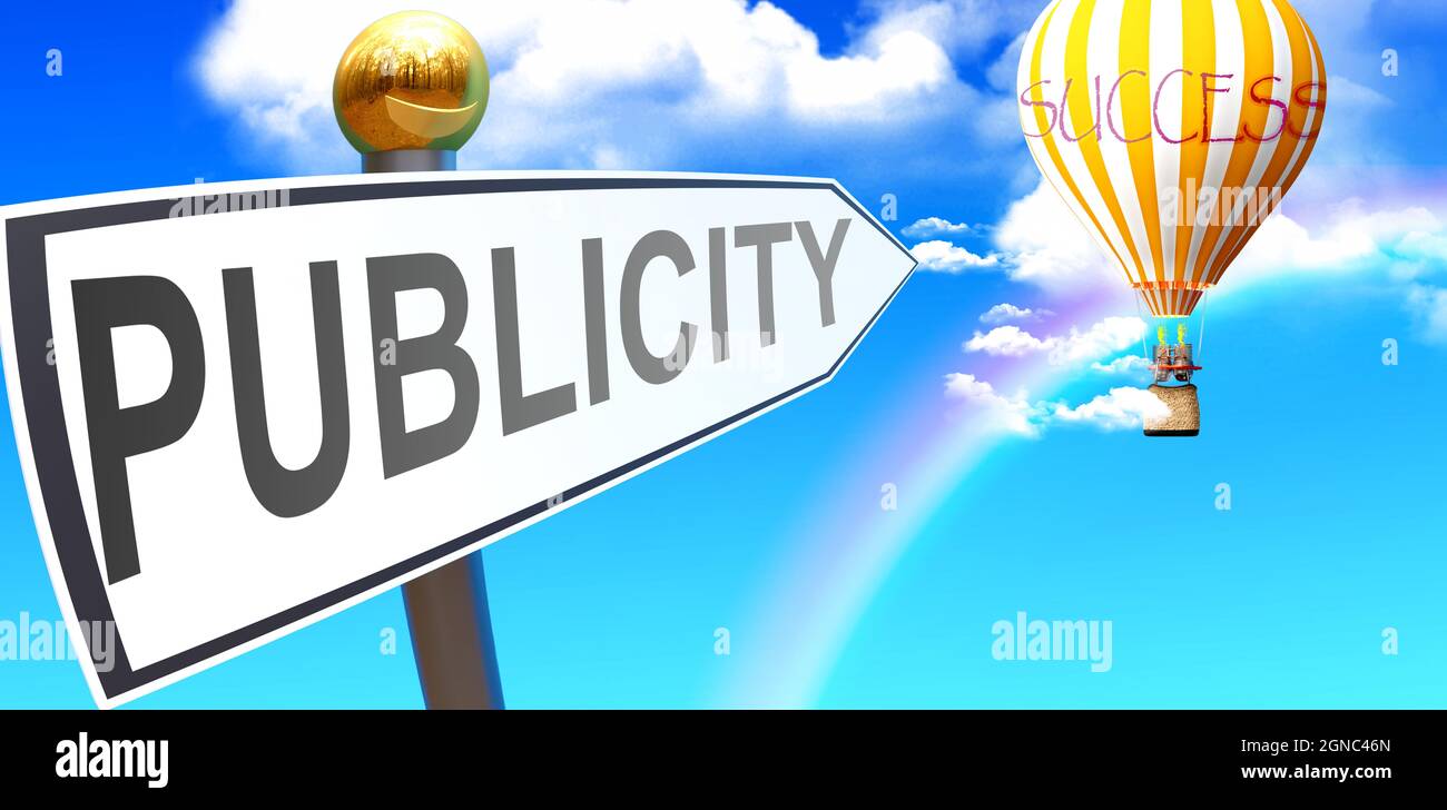 Publicity leads to success - shown as a sign with a phrase Publicity ...