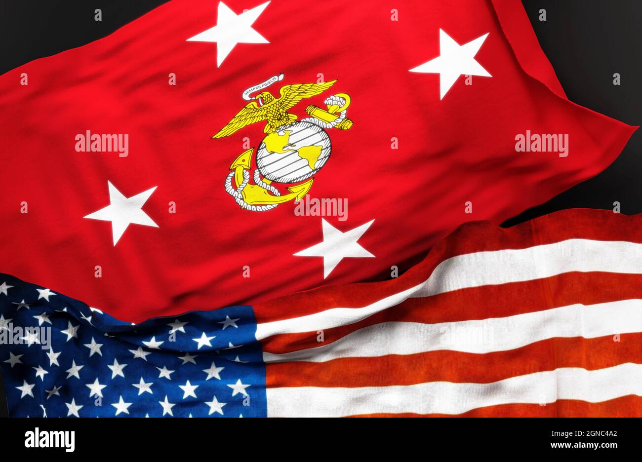 Flag of the Commandant of the United States Marine Corps along with a ...