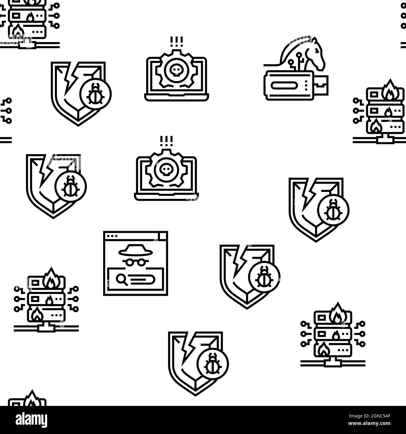 Cyber Security System Technology Vector Seamless Pattern Stock Vector ...