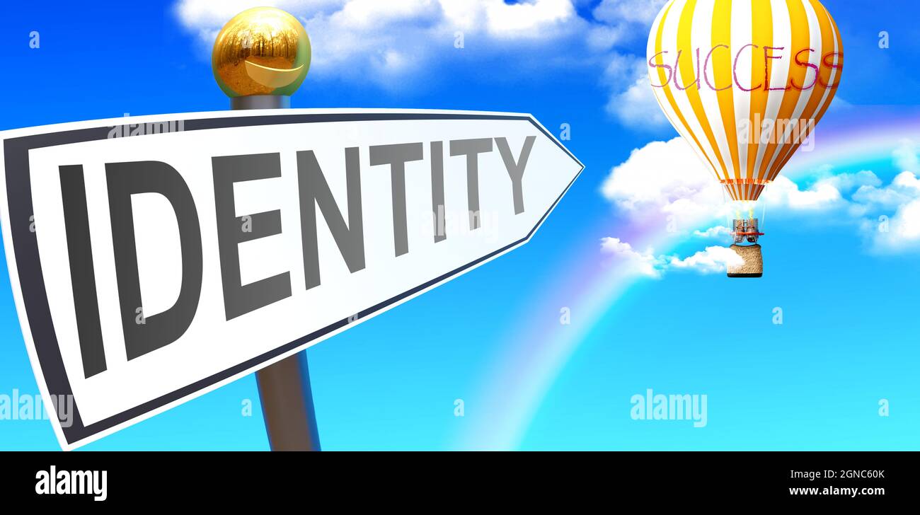 Identity leads to success - shown as a sign with a phrase Identity ...