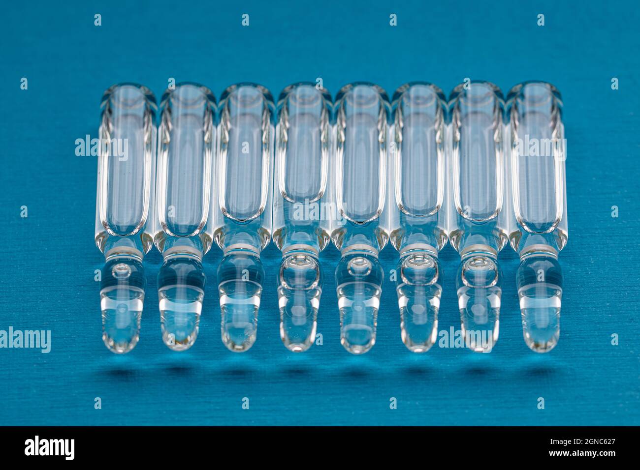 Glass medical ampoules for injection. Ampoules with vaccine, medicine ...