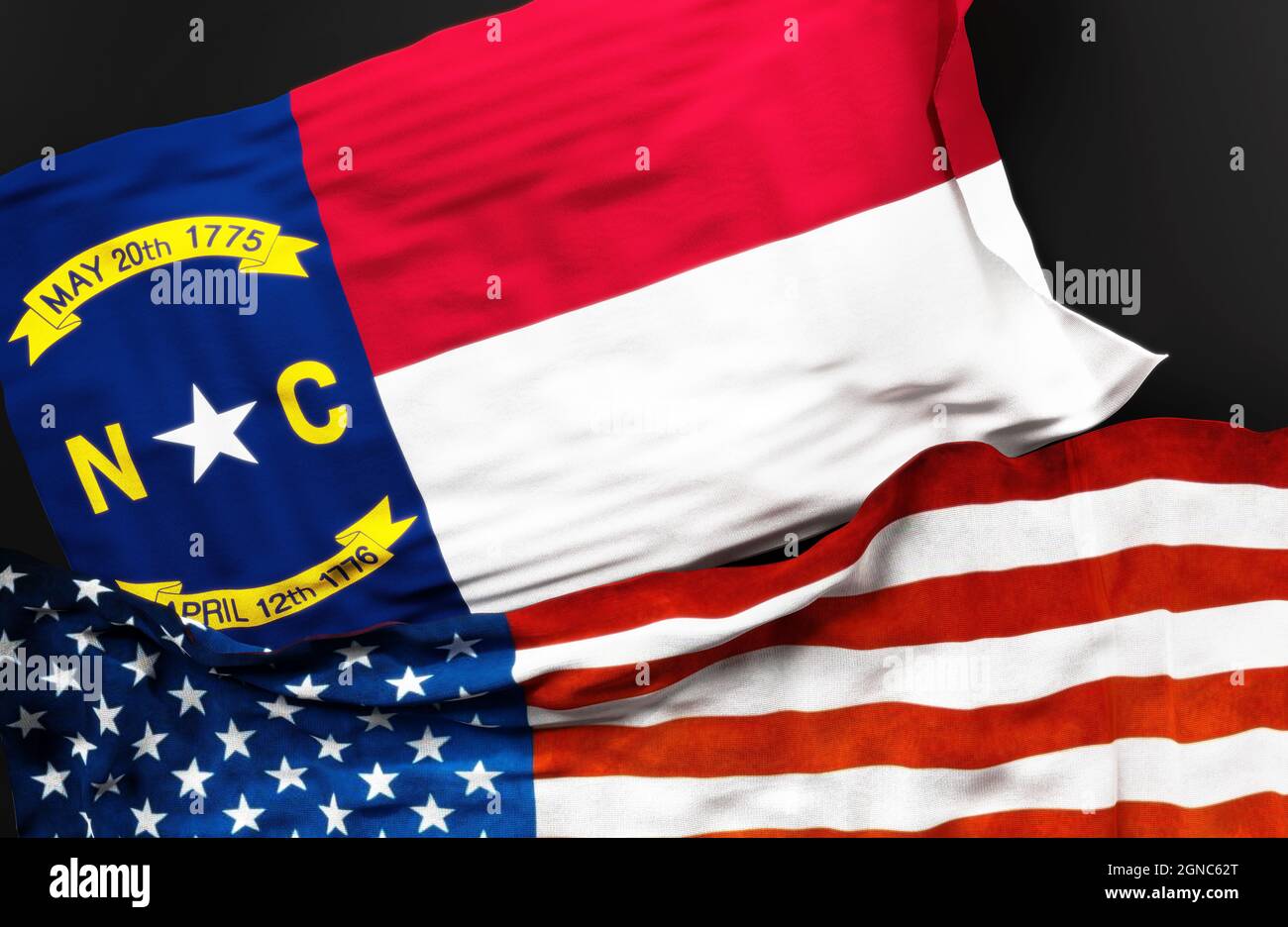 Flag of North Carolina along with a flag of the United States of ...