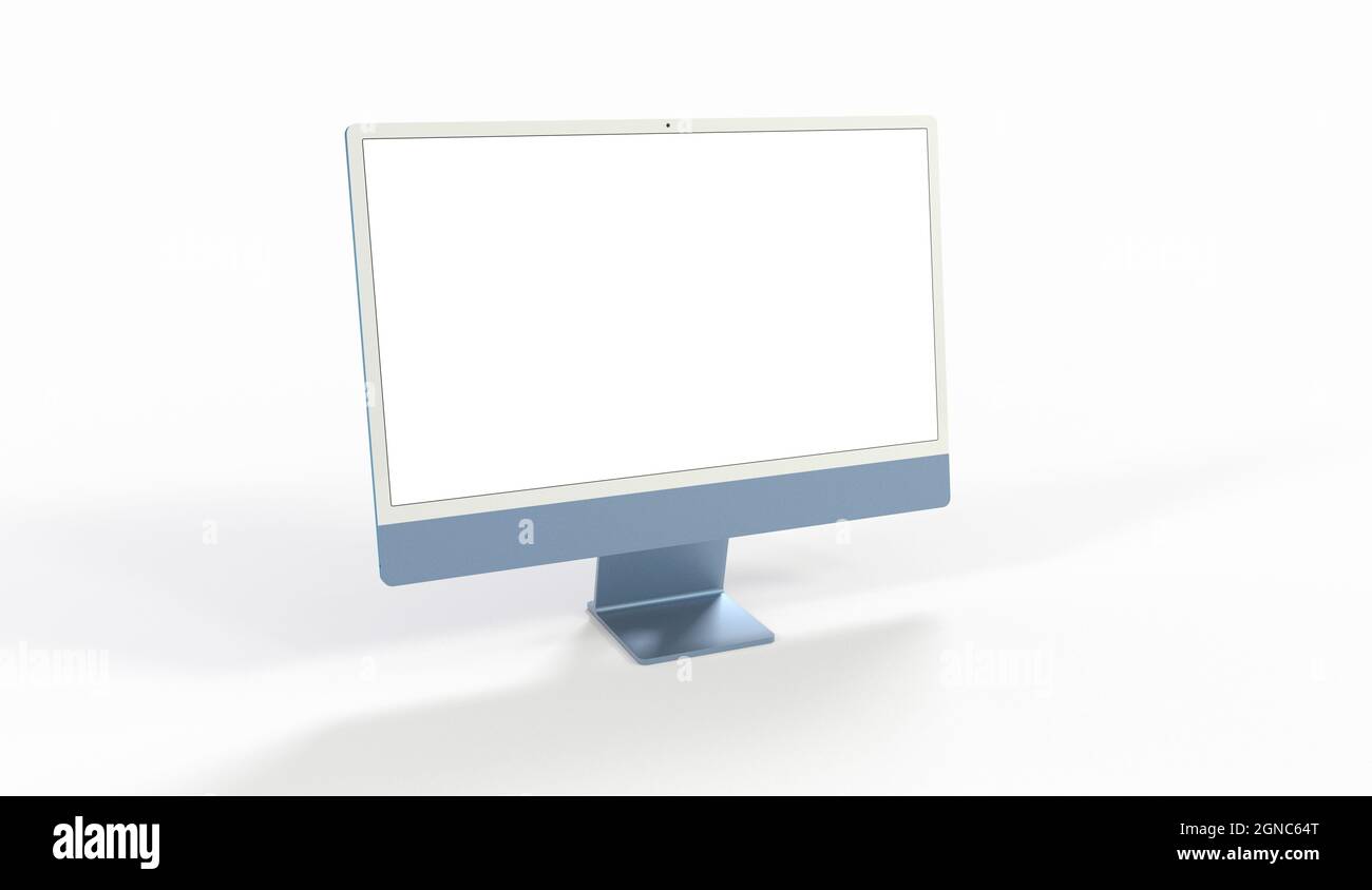 Close up wallpaper of a realistic 3D Computer with a white screen ...