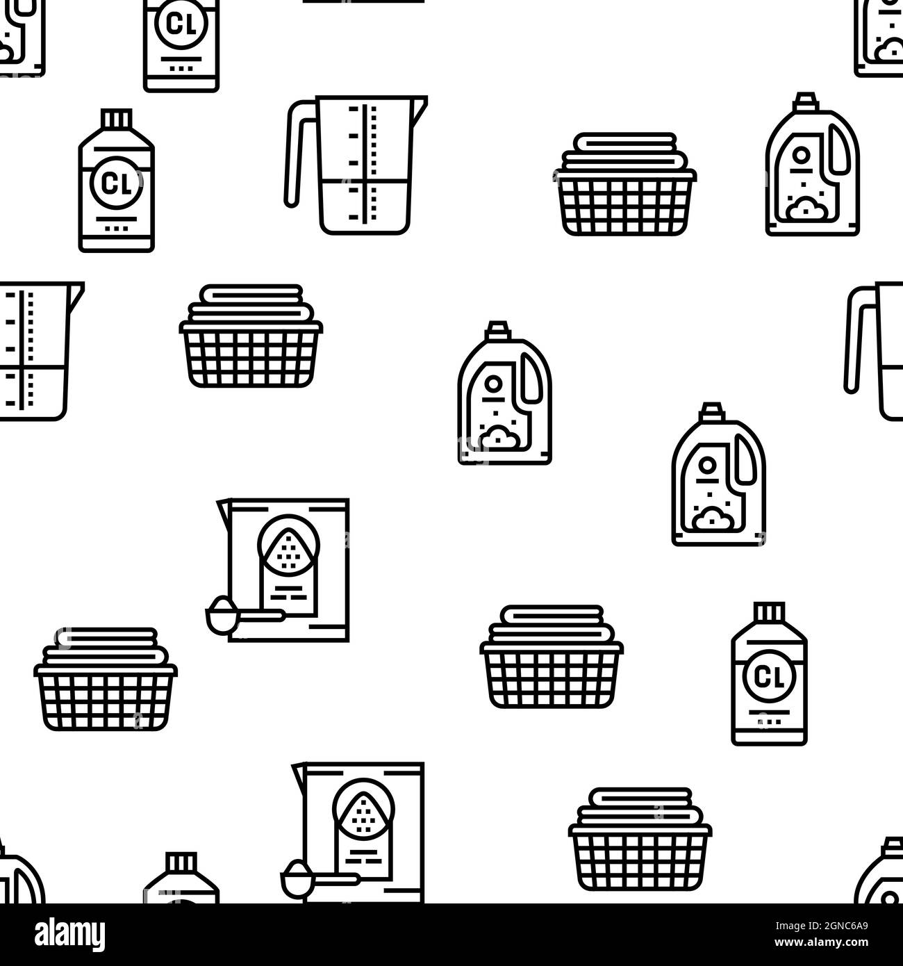 Laundry Service Washing Clothes Vector Seamless Pattern Stock Vector ...