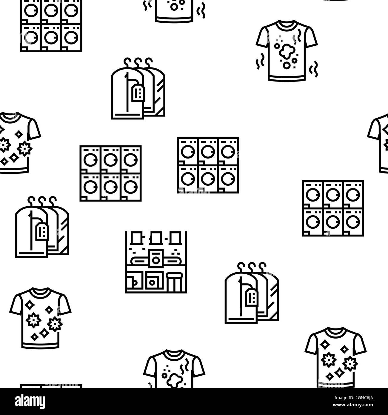 Laundry Service Washing Clothes Vector Seamless Pattern Stock Vector ...