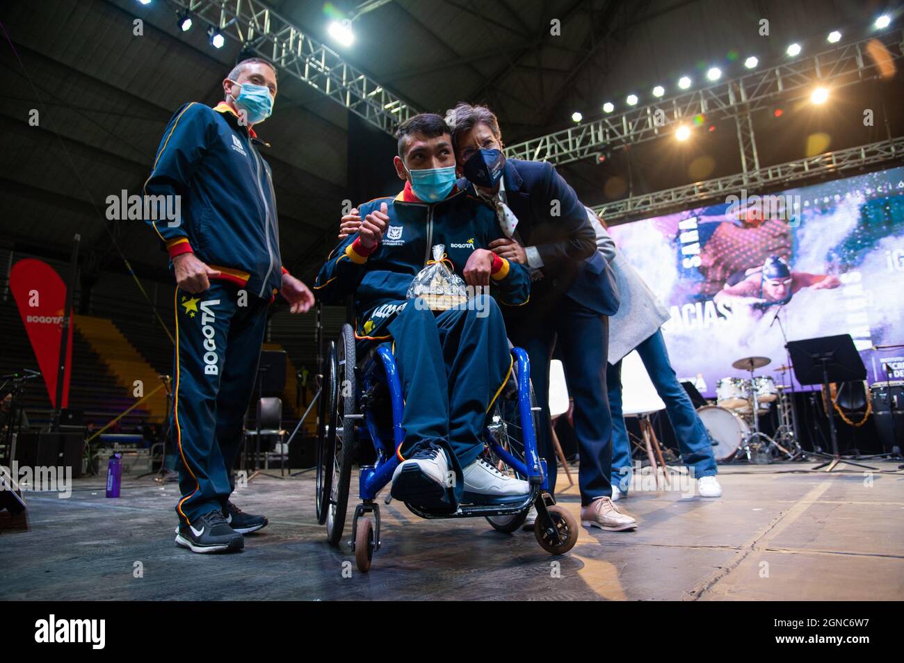 Richard Mateo Vega Paralympic swimming athlete during a welcoming event ...
