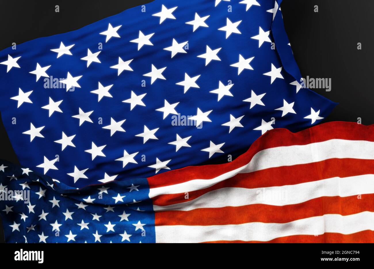 Flag of Jack of the United States along with a flag of the United ...