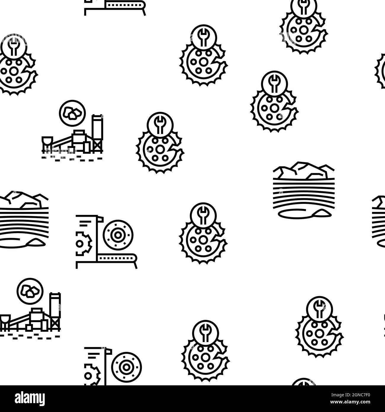 Quarry Mining Industrial Process Vector Seamless Pattern Stock Vector ...