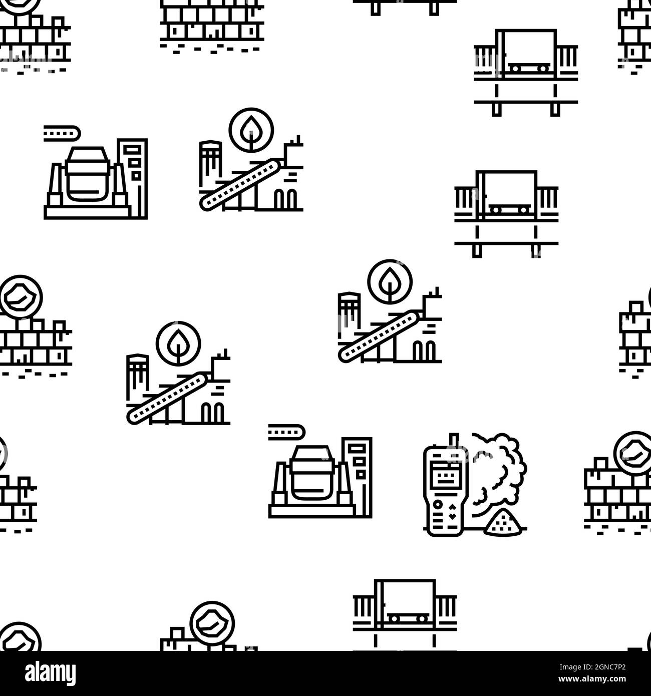 Quarry Mining Industrial Process Vector Seamless Pattern Stock Vector ...