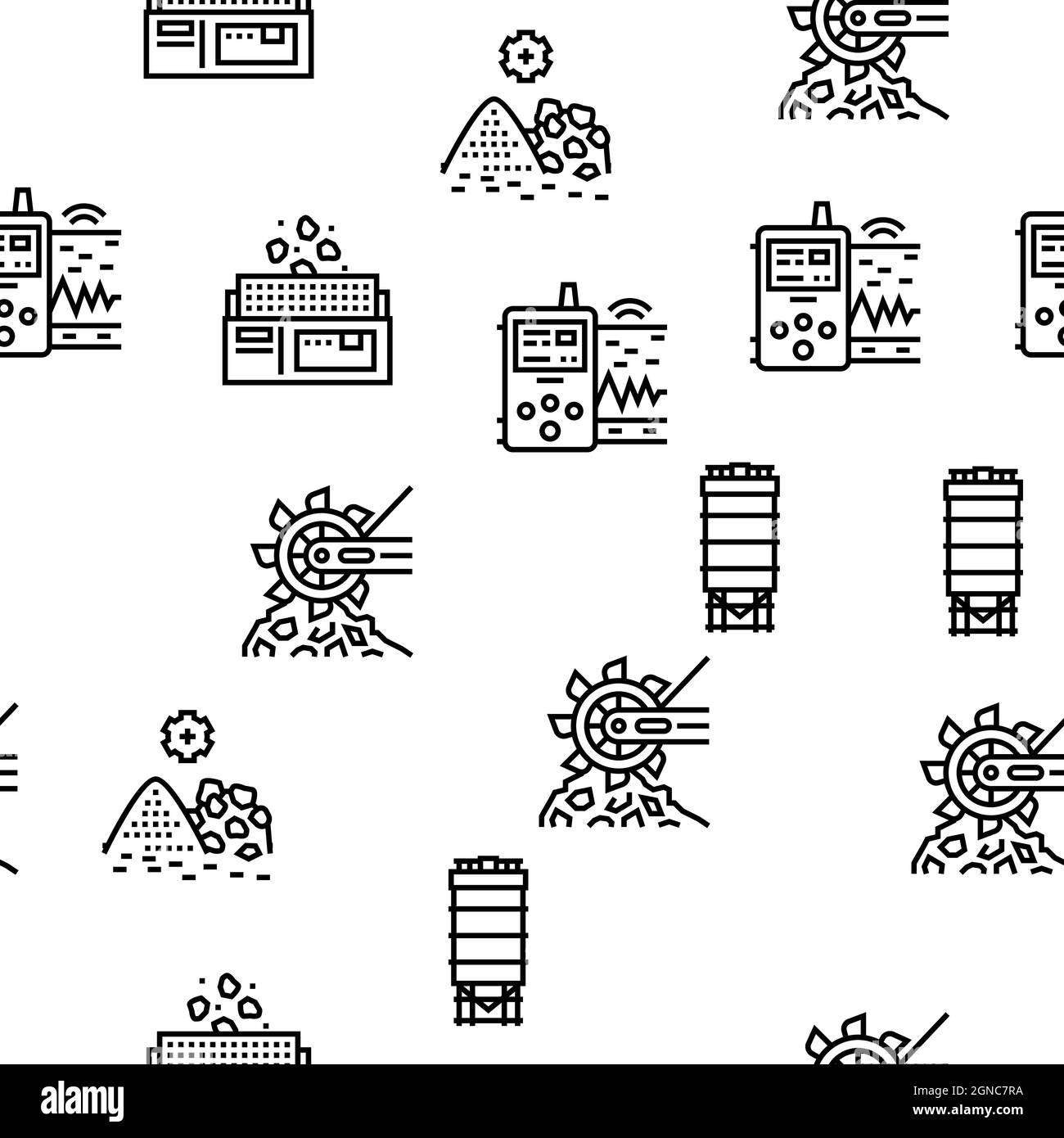 Quarry Mining Industrial Process Vector Seamless Pattern Stock Vector ...