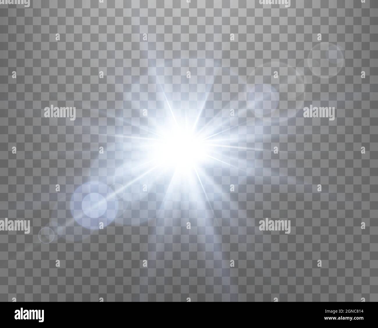 Blue sunlight lens flare, sun flash with rays and spotlight. Glowing ...