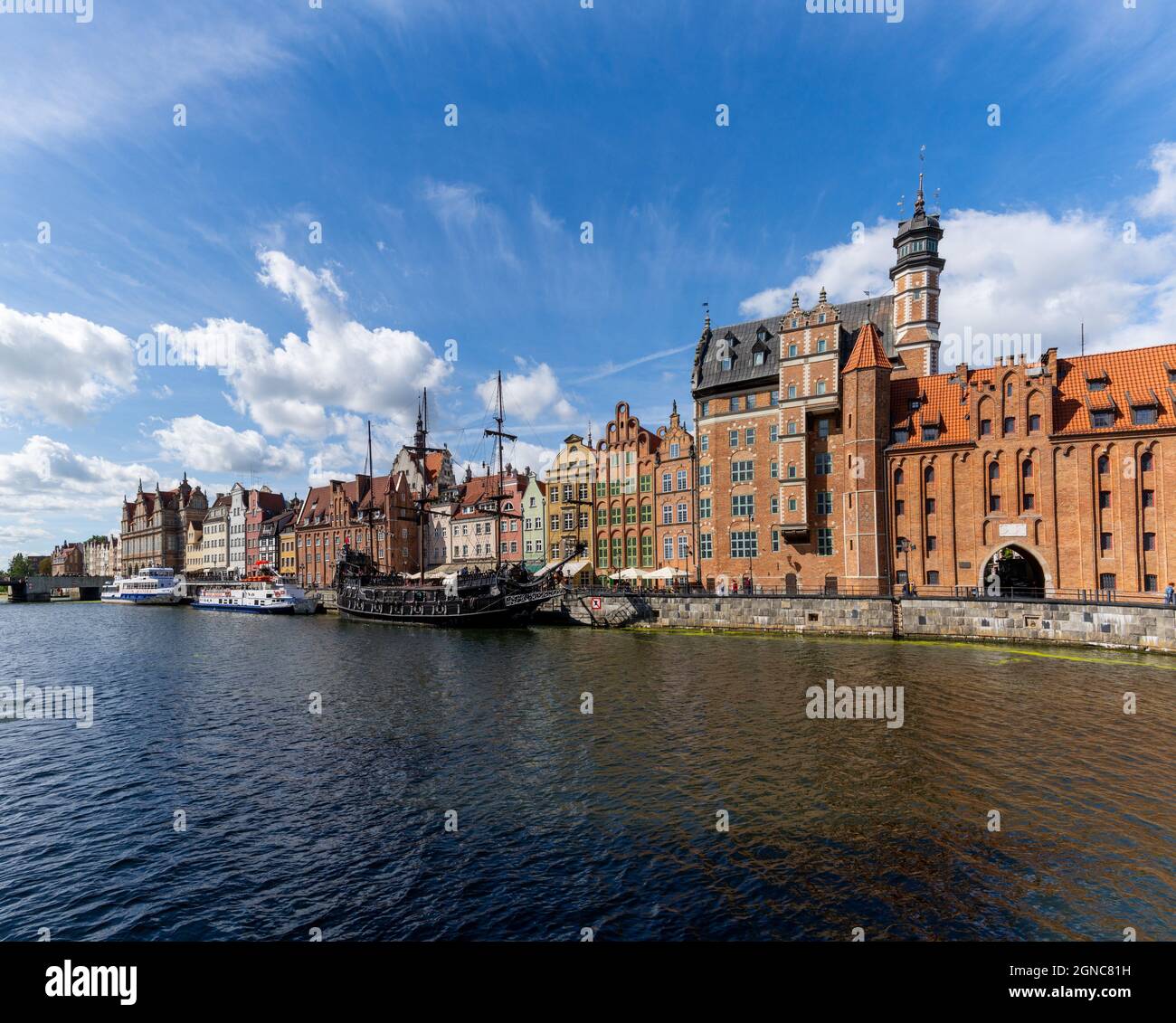 Danzig, Poland - 2 September, 2021: view of the Motlawa River ...