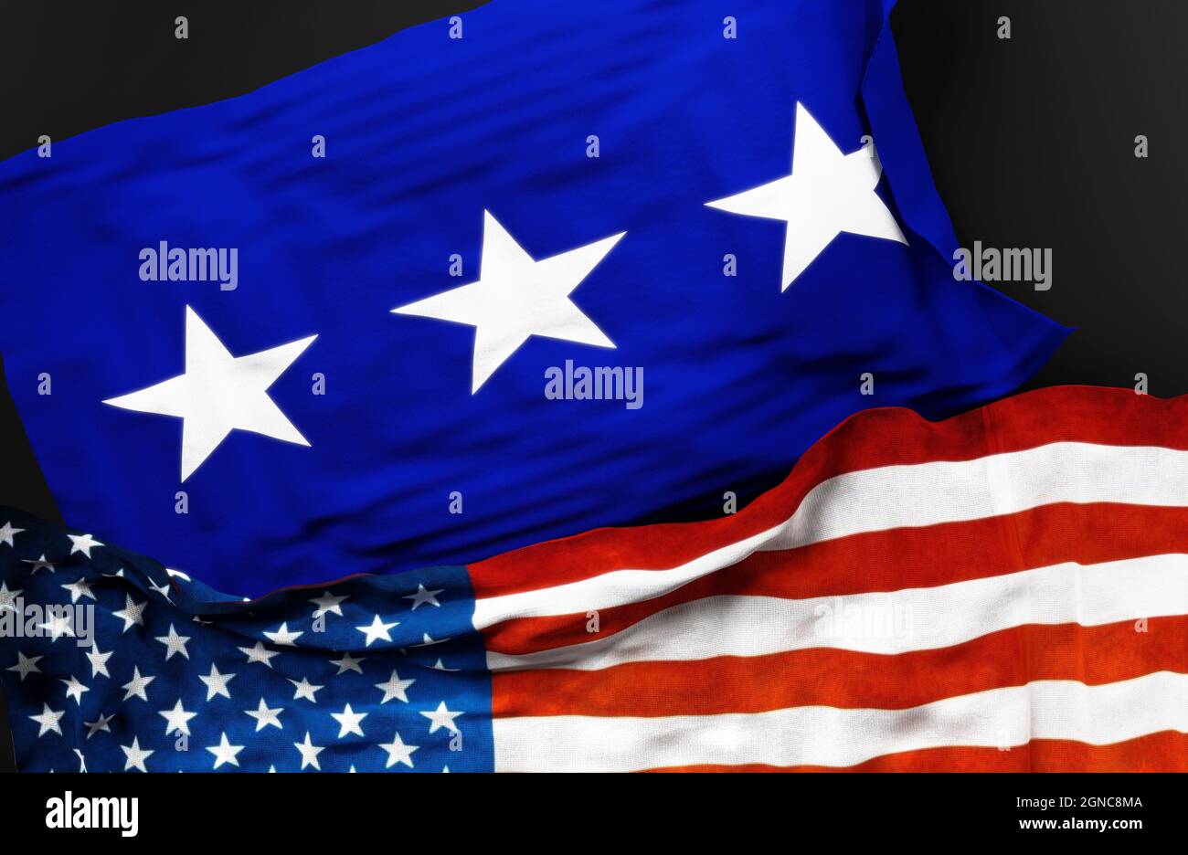 Flag of a United States Air Force lieutenant general along with a flag ...