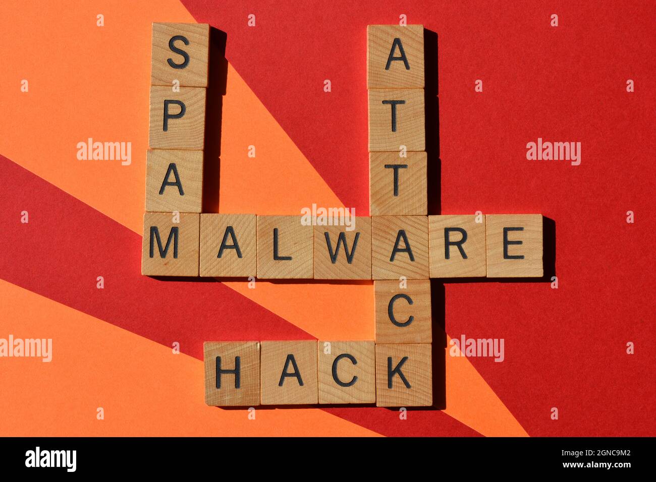 Malware, Hack, Attack, Spam, words in crossword isolated on colourful ...