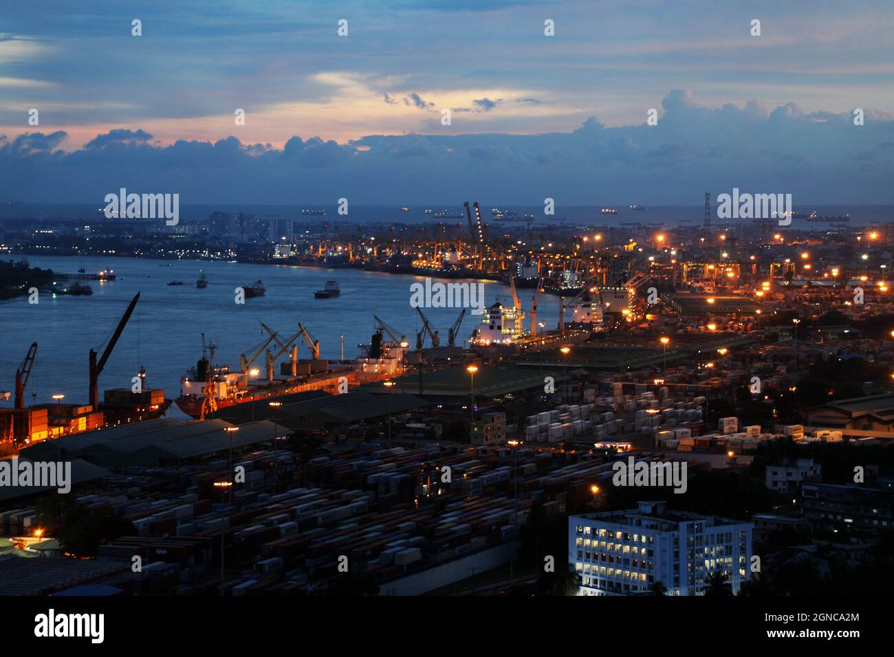 Chattogram, Bangladesh 07 september 2021: Night view of Chittagong Port ...