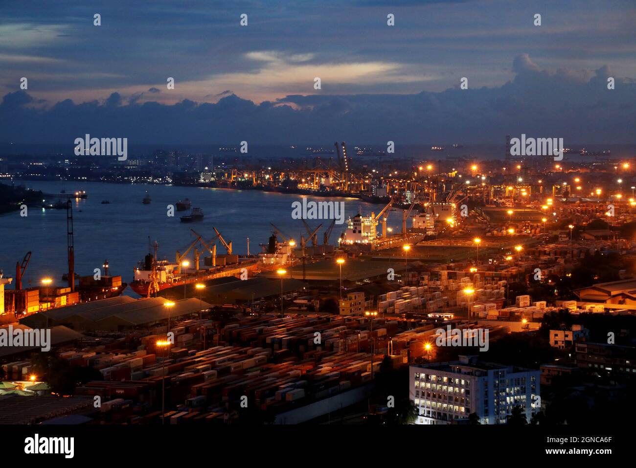 Chattogram, Bangladesh 07 september 2021: Night view of Chittagong Port ...