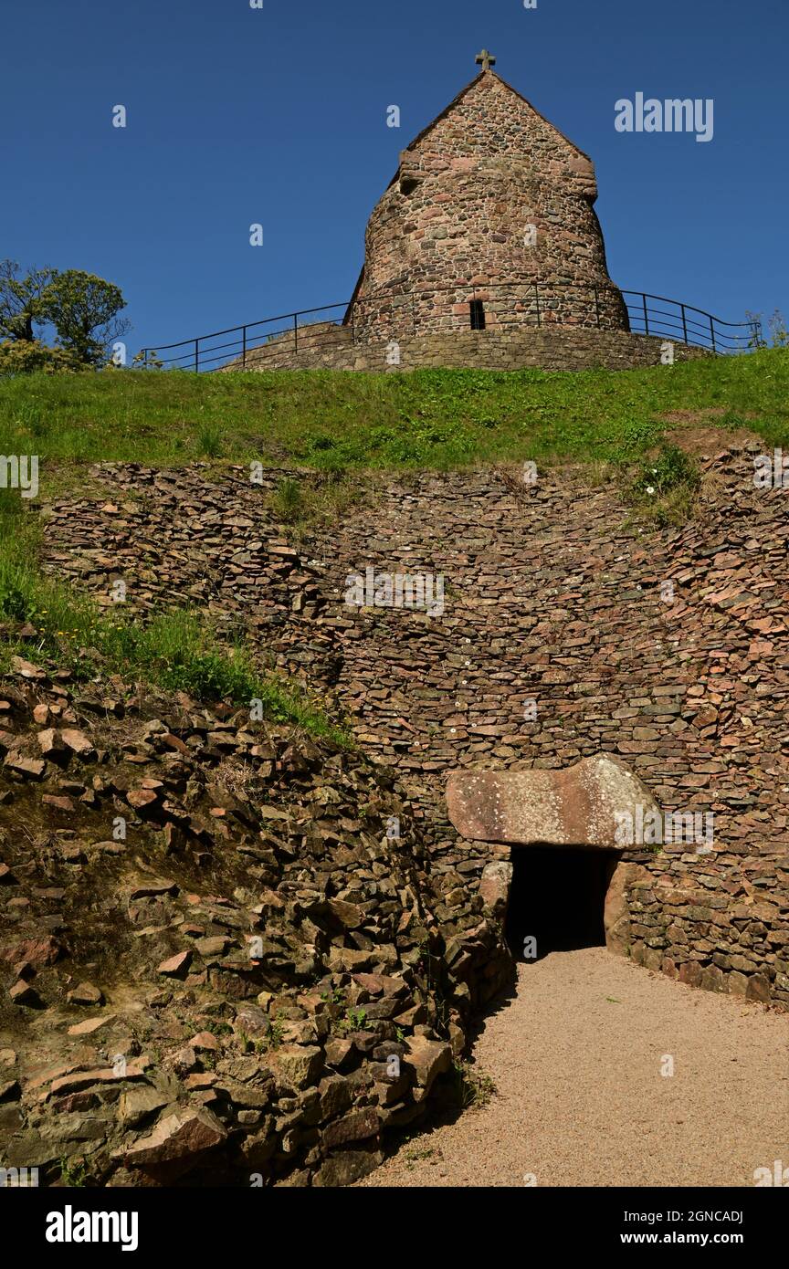 An exterior view of the medieval stone church building on top of a ...