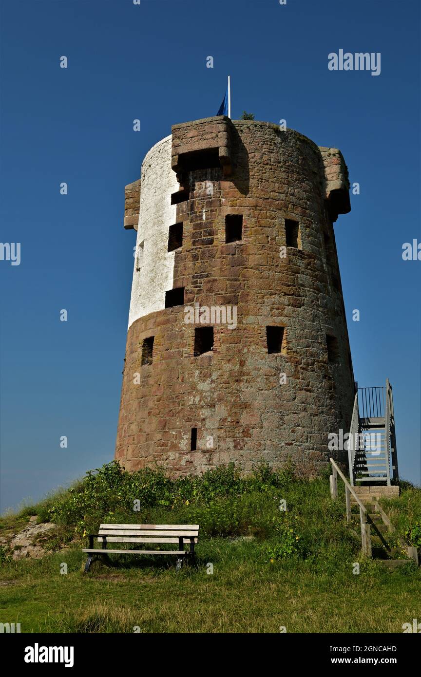 An external view of a German World War Two military observation tower ...