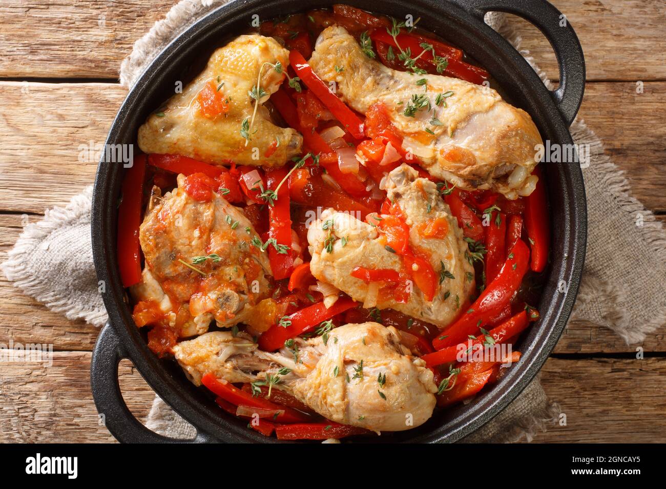 One pot Basque Chicken with Bell Peppers, herbs, tomatoes and onion ...