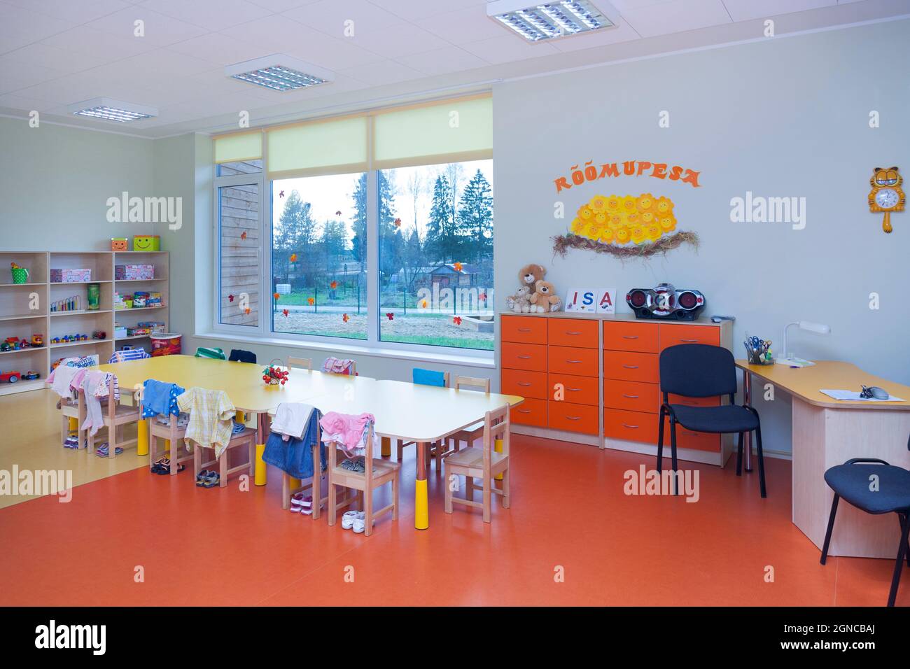 Day care nursery or pre-school kindergarten school, spacious interiors ...