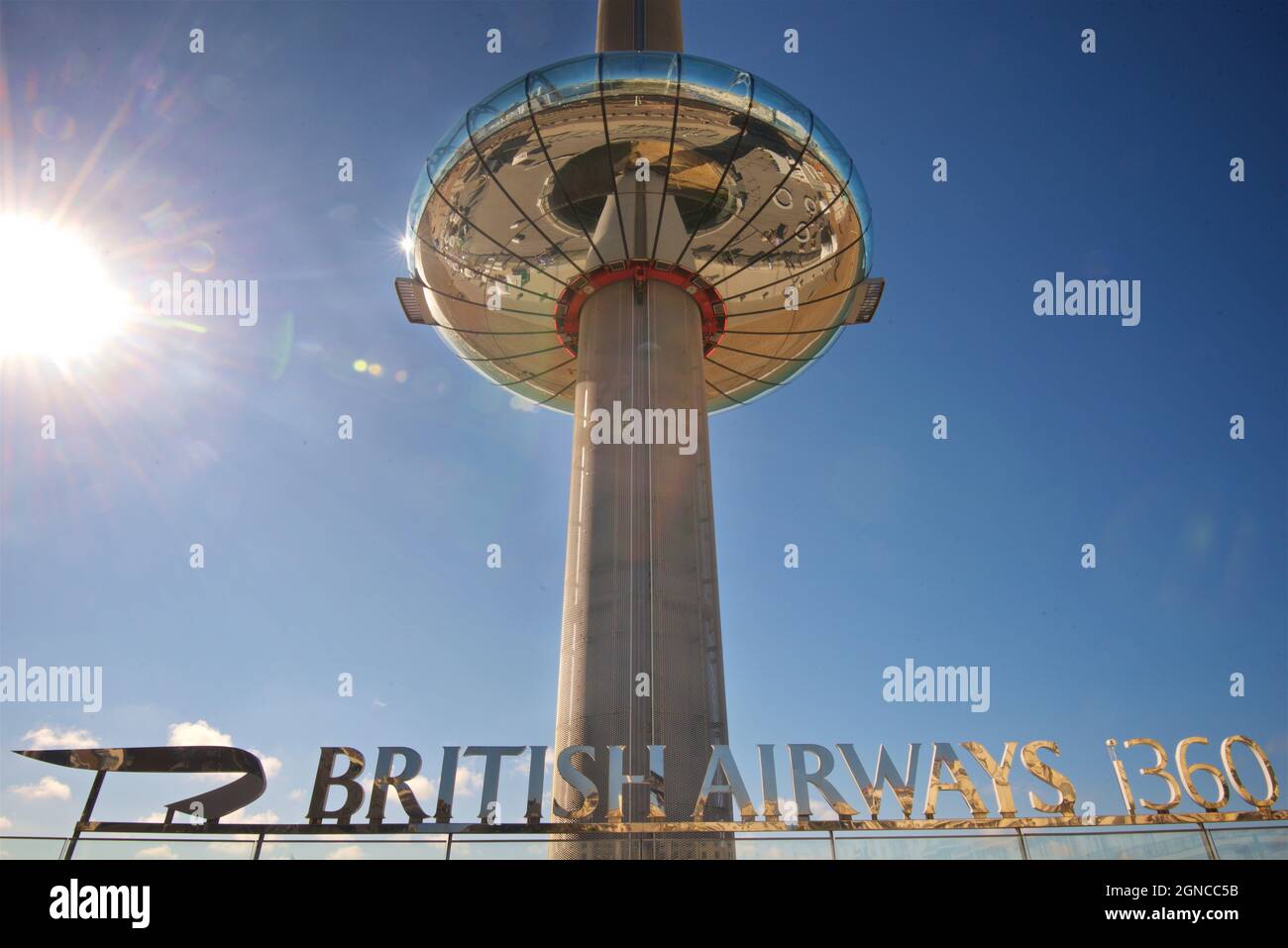 The i360 observation tower against a blue sky, Brighton. Brighton ...