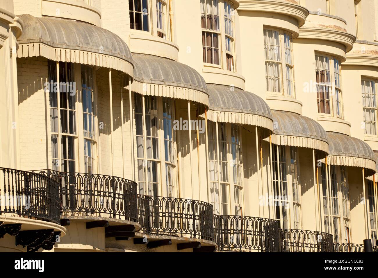 Regency Square, Brighton. Georgian architecture. First floor balconies ...