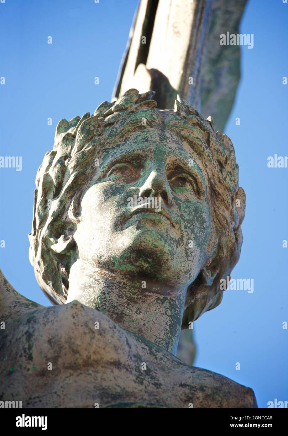 Detail of the Peace Statue of 1912 on the Brighton Hove boundary ...