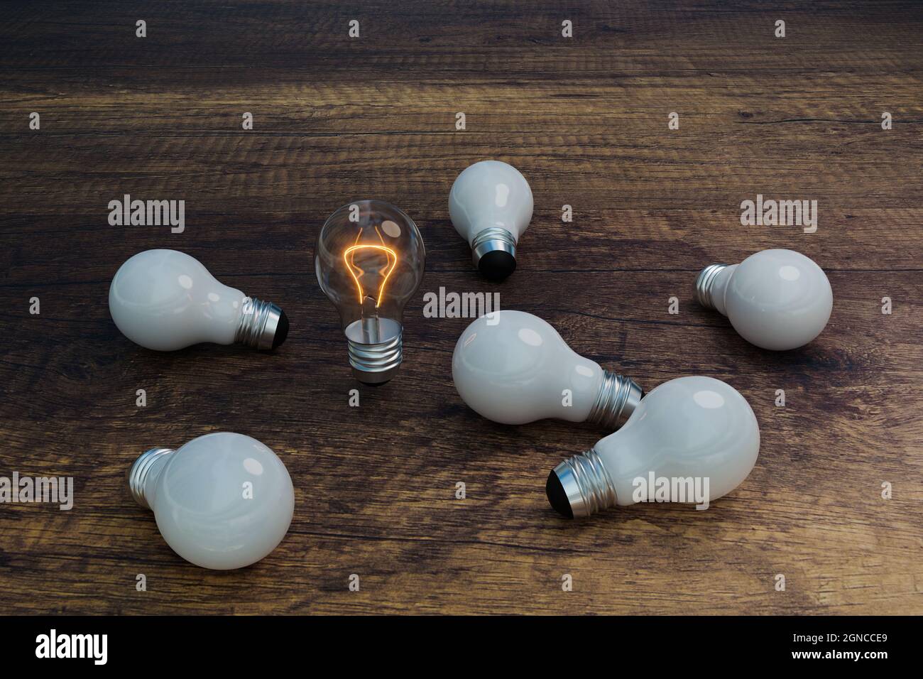 leadership action of light bulb, 3d illustration rendering Stock Photo ...