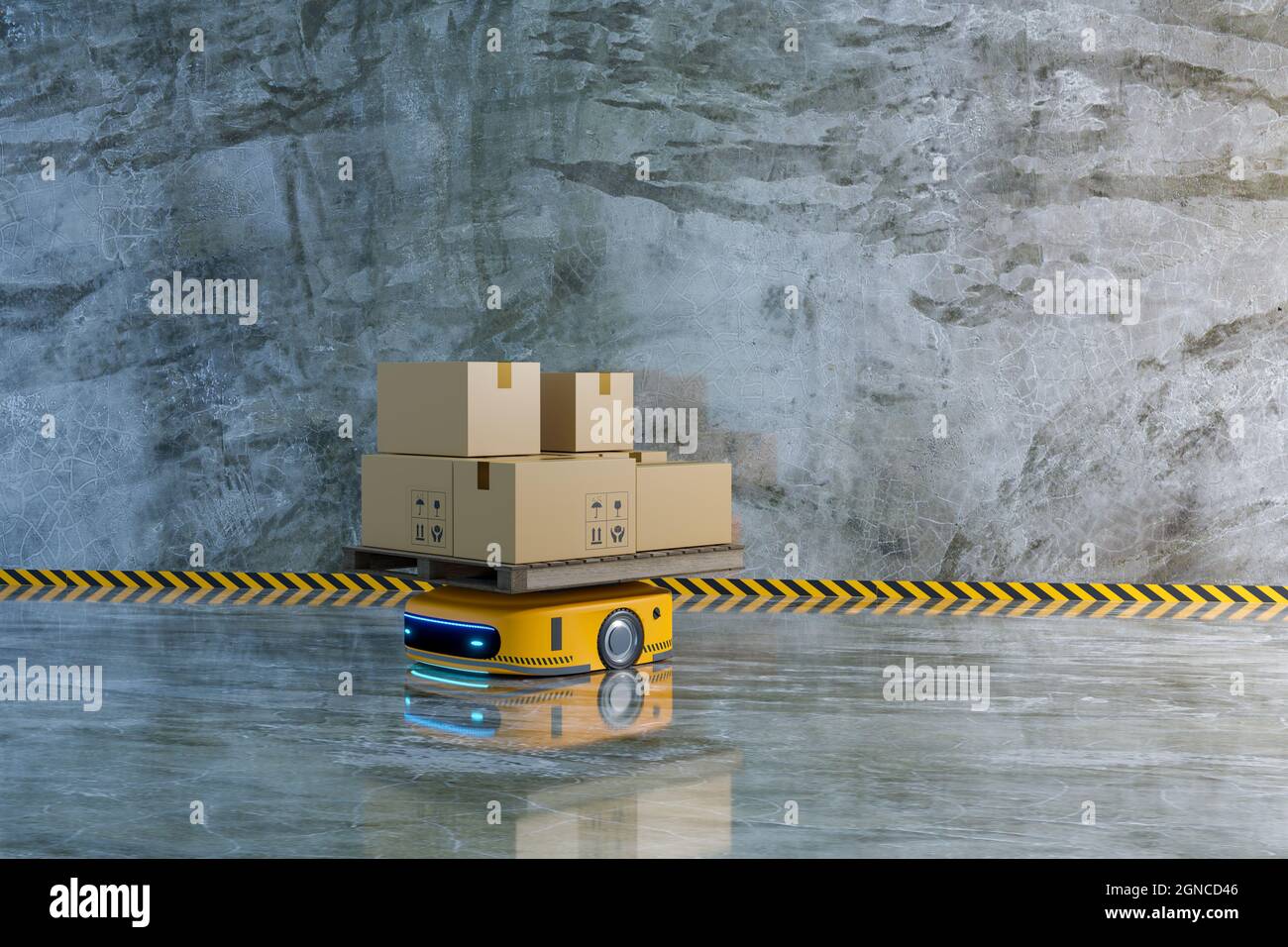 Automatic guid machine (AGV), 3d illustrations rendering Stock Photo ...