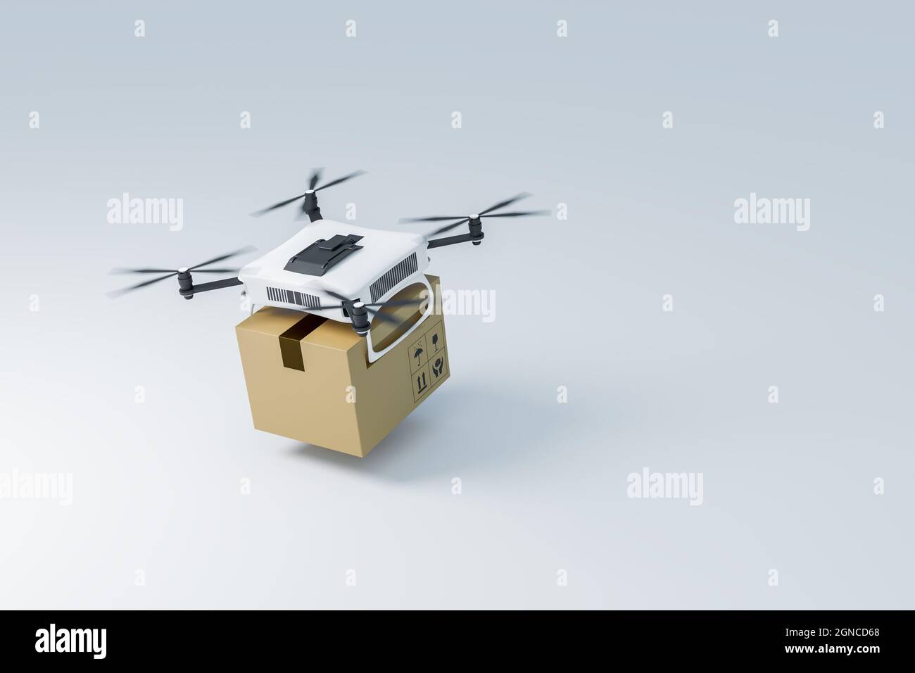 Delivery drone on white background, 3D illustrations rendering Stock ...
