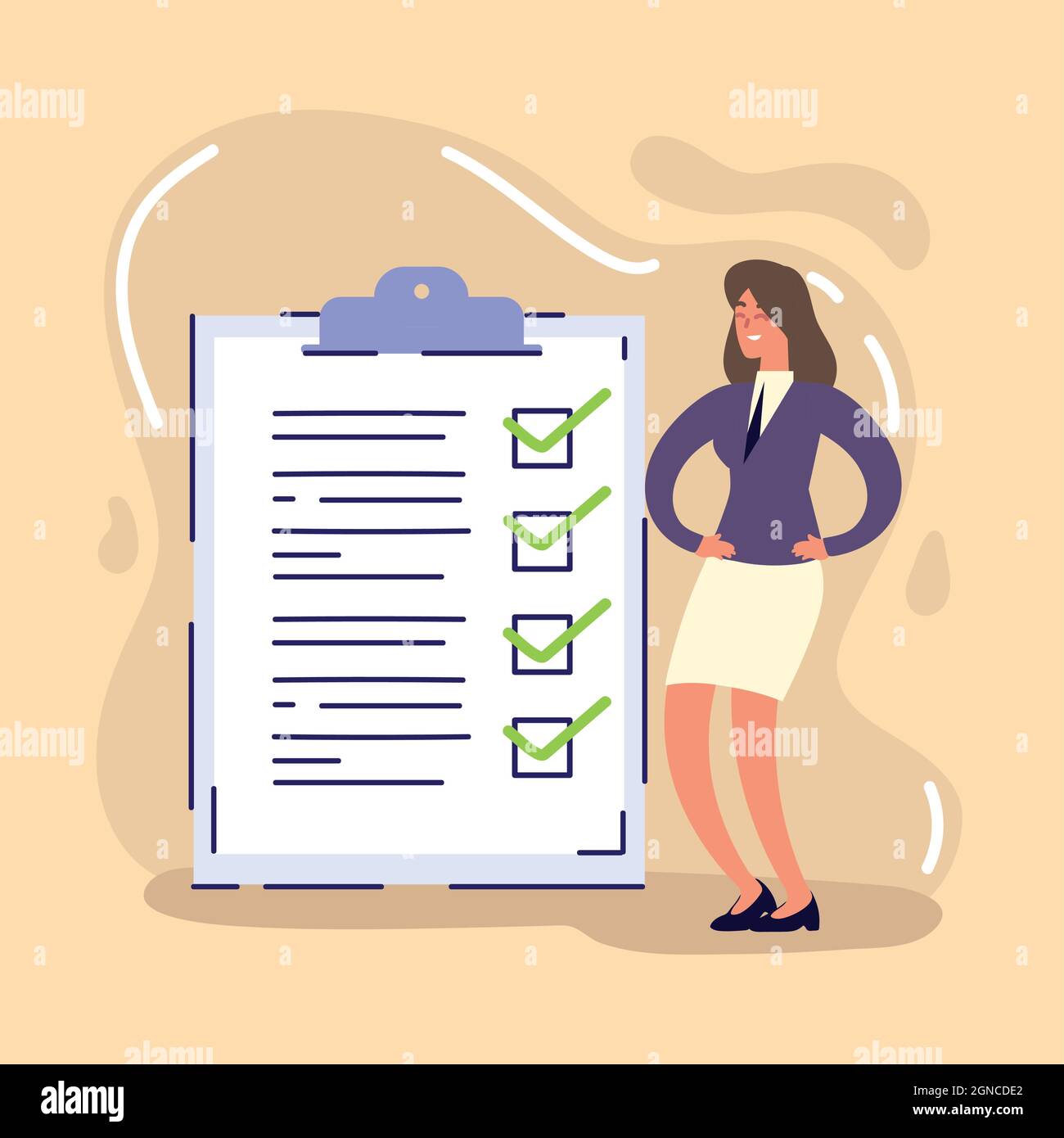 business woman with checklist Stock Vector Image & Art - Alamy