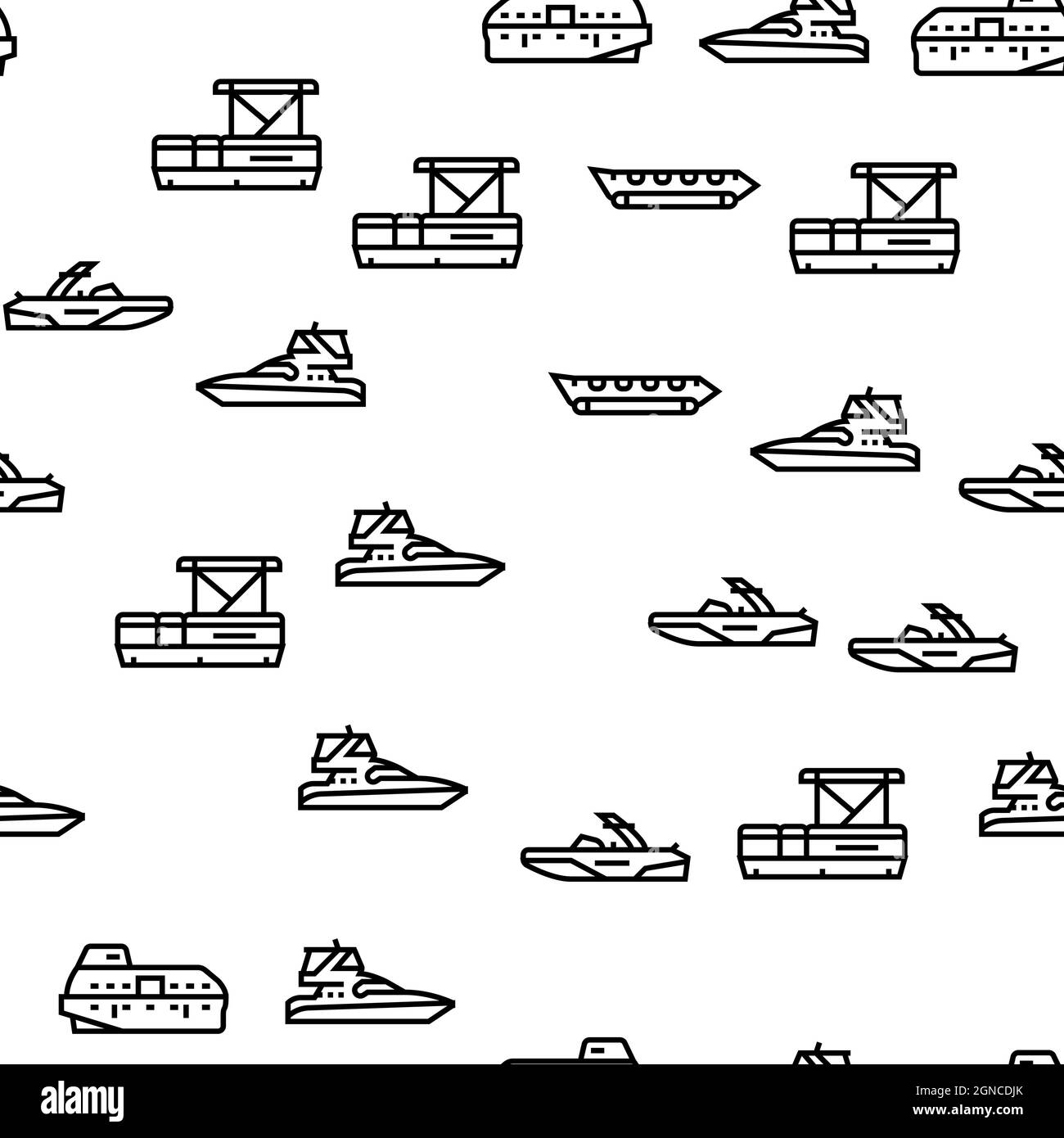 Boat Water Transportation Types Vector Seamless Pattern Stock Vector ...