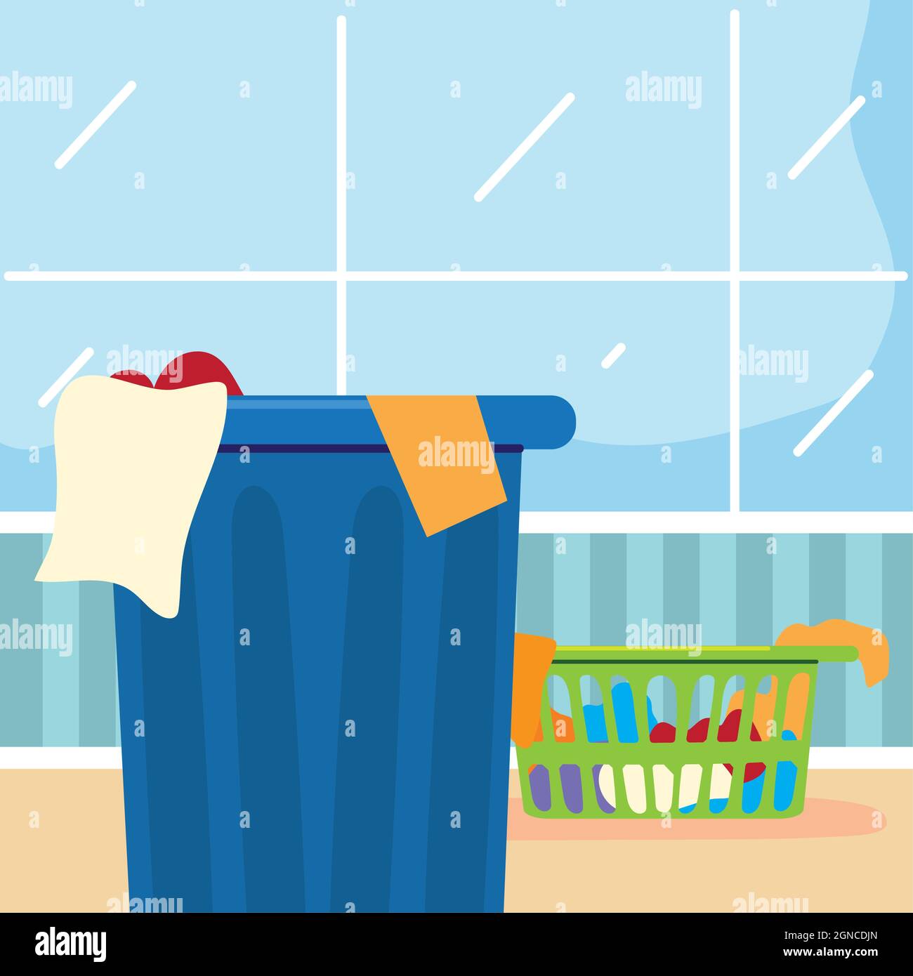 laundry bucket and clothes Stock Vector Image & Art - Alamy