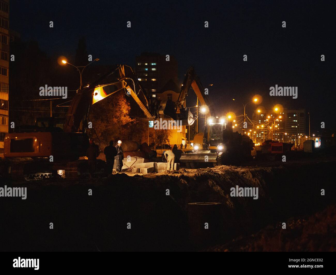 Municipal night works Stock Photo - Alamy