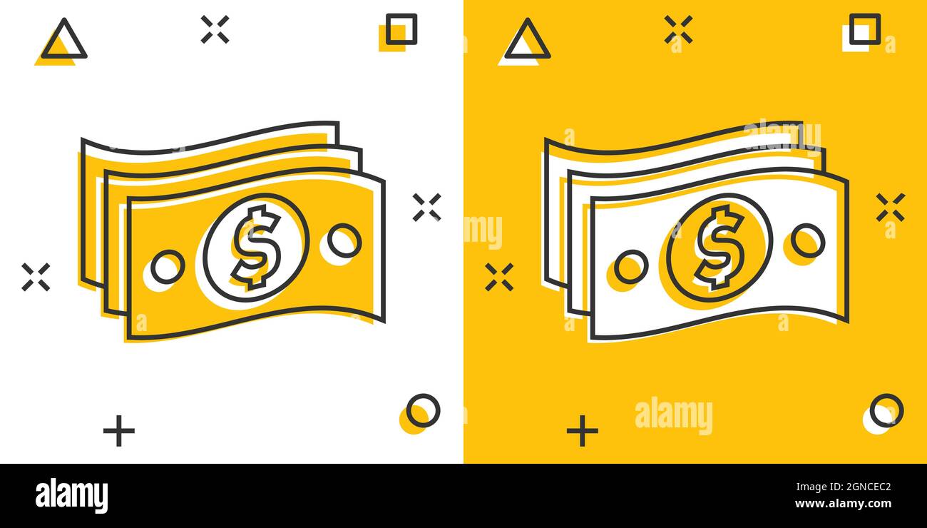 Money stack icon in comic style. Exchange cash cartoon vector ...