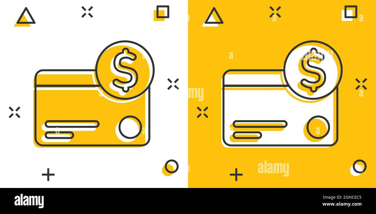 Credit card icon in comic style. Money payment cartoon vector ...
